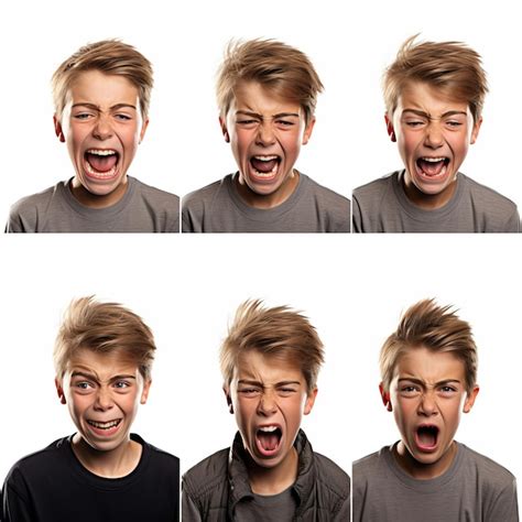 Premium Vector 10 Boy Expression Components Laughing Angry Crying Helple