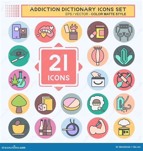 Icon Set Addiction Dictionary Related To Addiction Symbol Color Mate