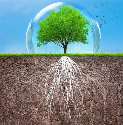 A Tree And Soil With Roots And Grass Isolated Stock Image Image Of Profile Growth 137488999