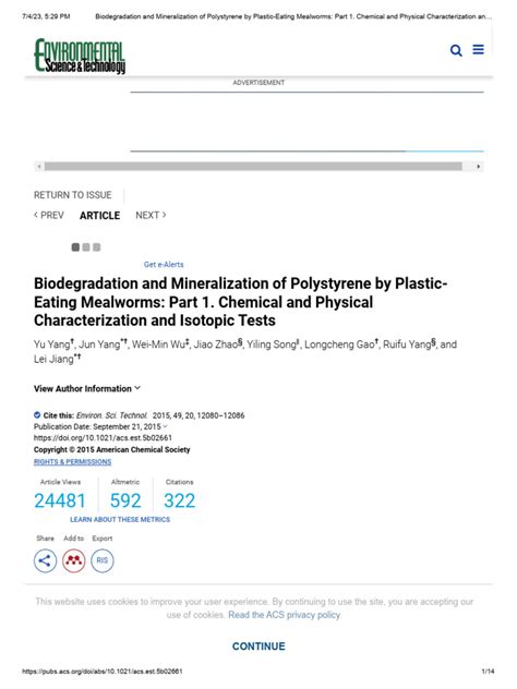 Biodegradation And Mineralization Of Polystyrene By Plastic Eating Mealworms Part 1 Chemical