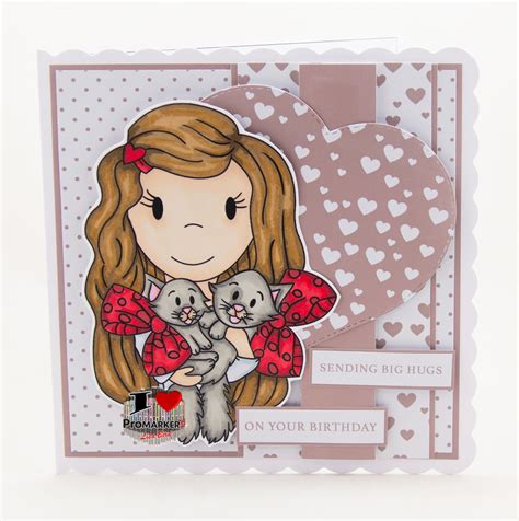 Ellie With Kittens Sending Big Hugs Crafty Card Designs