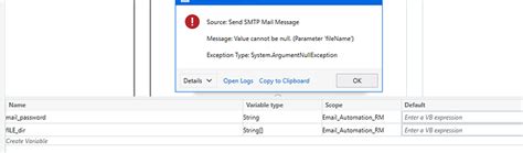 Error While Using SMTP Mail Message Activities UiPath Community Forum