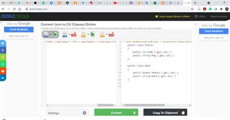 Convertidor De Clases De JSON A C
