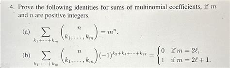 Solved Prove The Following Identities For Sums Of