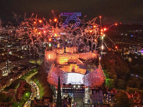 Edinburgh Castle Fireworks Display During Royal Military Tattoo 2025 By