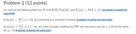 Solved Problem 2 12 ﻿pointsfor Each Of ﻿the Following Pdfs