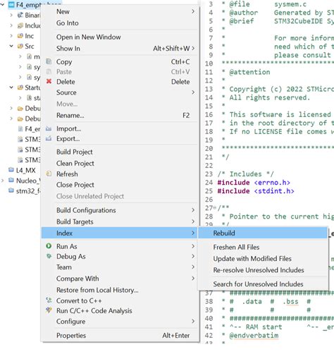 Cubeide New Ch File Not Indexing Stmicroelectronics Community