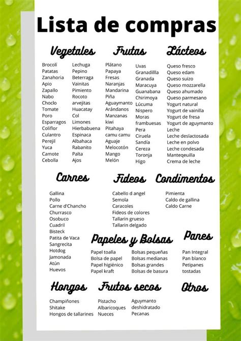 Lista de Compras en Español