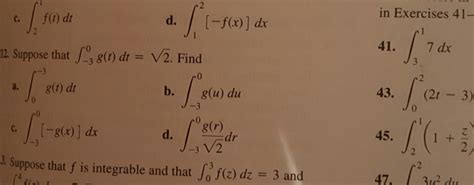Solved Integral 1 2 F T Dt Integral 2 1 [ F X ] Dx