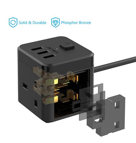 JSVER JSVER Compact Cube Extension Lead Black