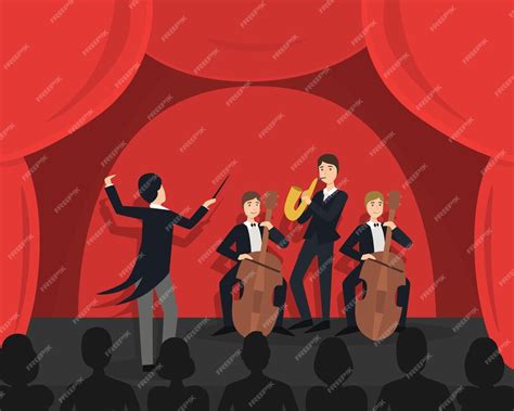 Premium Vector Male Actors Performing Pantomime On Stage At Mime Show