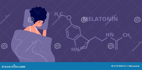 Melatonin Hormone Structure Hormones Sleep Flat Person Sleeping In