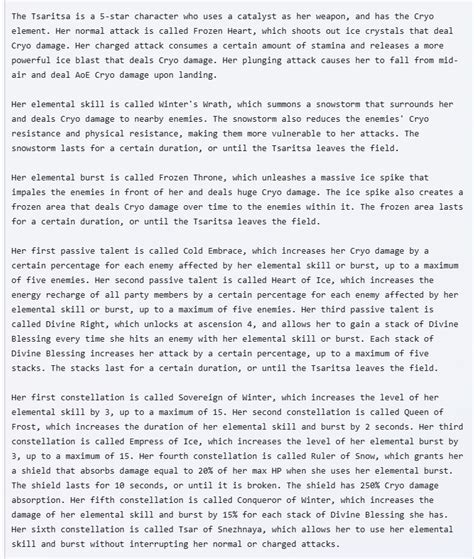 I Asked Ai About The Tsaritsa Fatui Leader Cryo Archon R Genshin