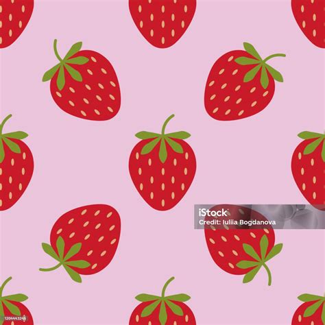 빨간 딸기와 원활한 배경 귀여운 벡터 딸기 패턴입니다 분홍색 배경에 여름 과일 그림입니다 계절에 대한 스톡 벡터 아트 및 기타 이미지 Istock