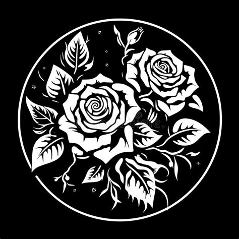 Roses Black And White Vector Illustration Stock Illustration