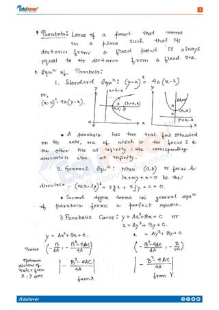 Parabola Mathematics Handwritten Notes PDF