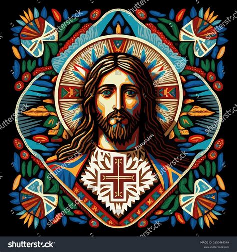 Jesus Christ Mosaic Christianity Printing On Stock Vector Royalty Free
