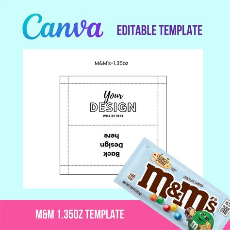 Candy Wrapper Template Editable Party Favor Canva Digital Template