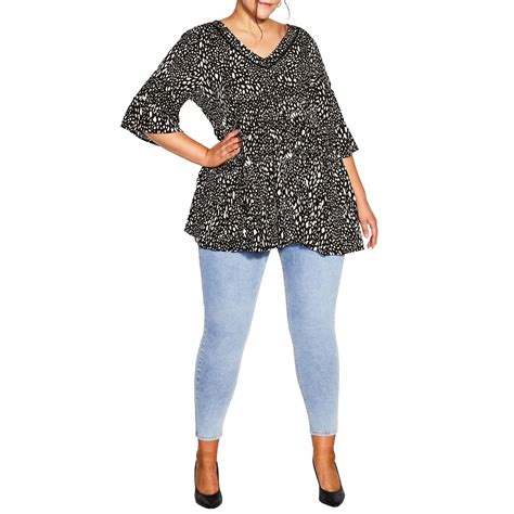Avenue Womens Plus Size Tunic Lizzie Tiered Animalish For Sale