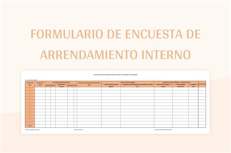 Plantilla De Excel Formulario De Encuesta De Arrendamiento Interno Y