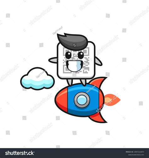 Qr Code Mascot Character Riding Rocket Stock Vector Royalty Free 2047121873 Shutterstock
