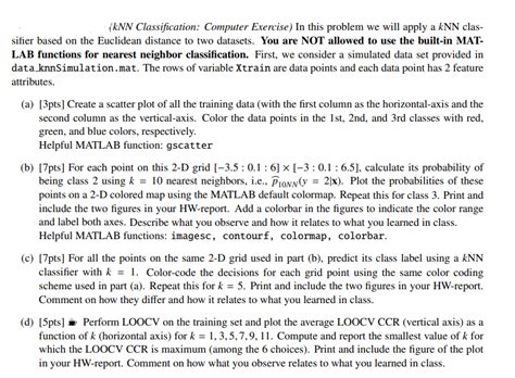 KNN Classification Computer Exercise In This Chegg