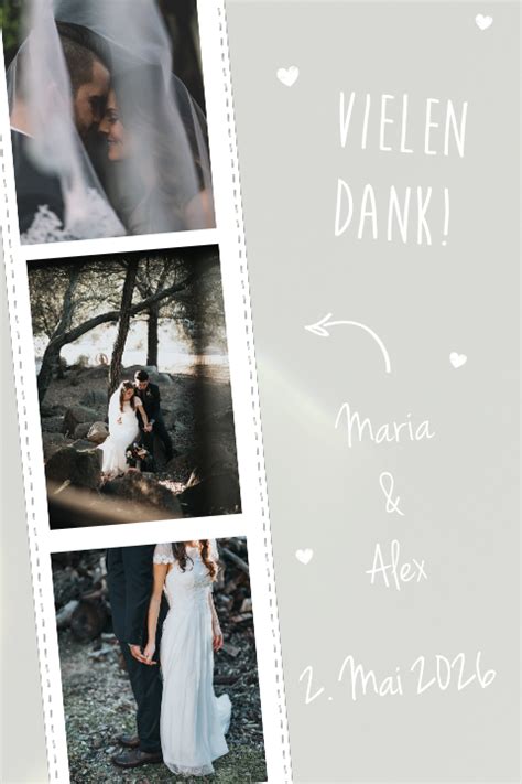 Acrylglas Dankeskarte Hochzeit Mit Fotostreifen