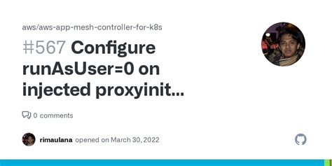 configure runasuser 0 on injected proxyinit container s security