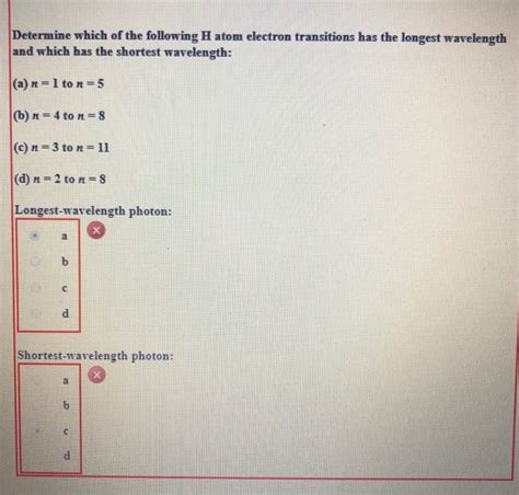 Solved Determine Which Of The Following H Atom Electron
