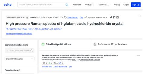 Citation Report High Pressure Raman Spectra Of L Glutamic Acid