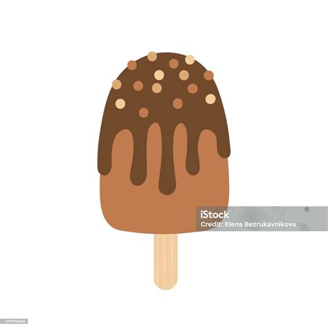 벡터 초콜릿 아이스크림 초콜릿 드립과 뿌려 에스키모 파이 Popsicle Stick에 대한 스톡 벡터 아트 및 기타 이미지