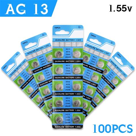 100Pcs 10card Ag13 Coin Cell Battery 357 SR1154 1 55V SR44 A76 LR44 H