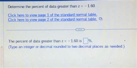 Solved Determine The Percent Of Data Greater Than