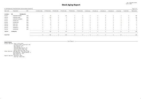 Stock Aging Report