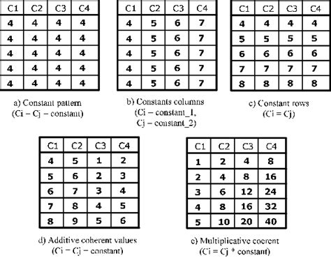 The Five Types Of Patterns Detected In Biclustering Download