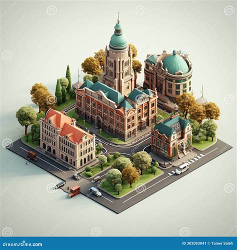 3D Isometric City Design Illustration Stock Illustration Illustration