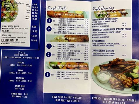 Menu At Captain Georges Fish And Chips Restaurant Kingston