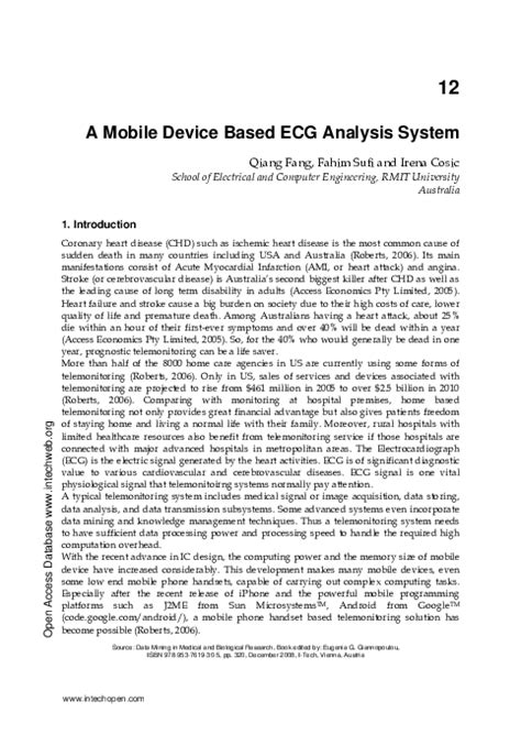 Pdf A Mobile Device Based Ecg Analysis System