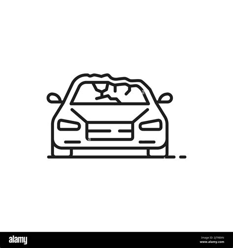 Car Collision Road Accident Or Crash Line Icon Outline Sign Of Car