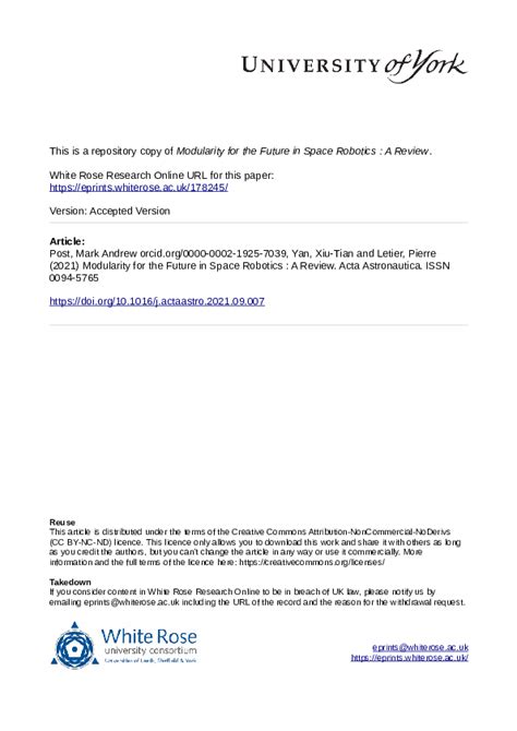 Pdf Modularity For The Future In Space Robotics A Review