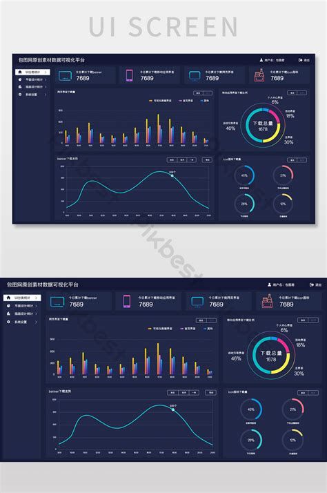 dark blue technology sense data statistics background web interface ui