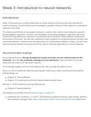 Week 3 Introduction To Neural Networks Pdf Week 3 Introduction To