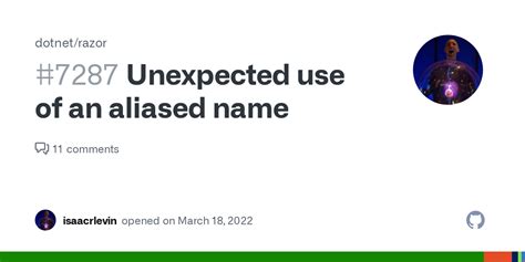 Unexpected Use Of An Aliased Name · Issue 7287 · Dotnetrazor · Github