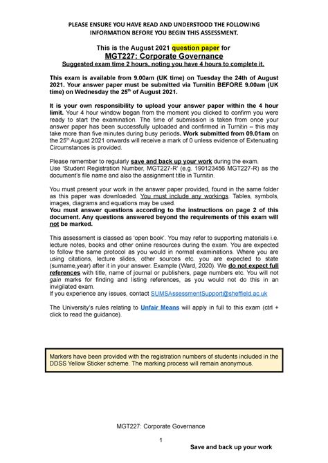 mgt227 resit question paper 2020 please ensure you have read and understood the following