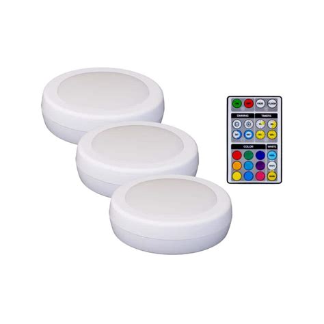 Westek LED White Color Changing Adjustable Puck Light With Remote 3 Pack BL PCLR W3 The Home