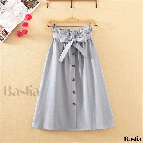 Baslia Feminine Wrap Style Skirt With Ruffled Trim High Waisted Floral Skirt Types Of