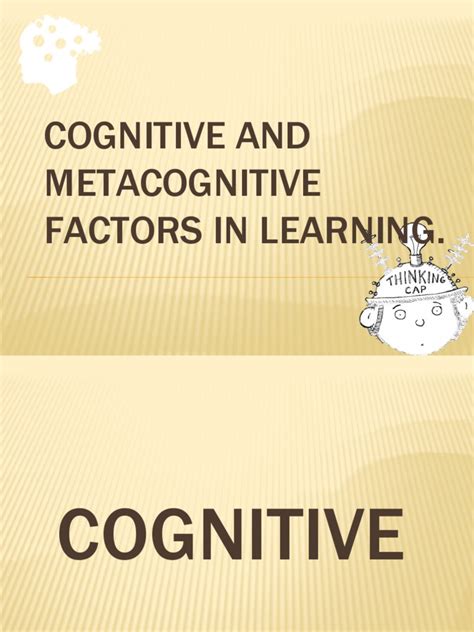Cognitive And Metacognitive Factors In Learning Pdf Metacognition