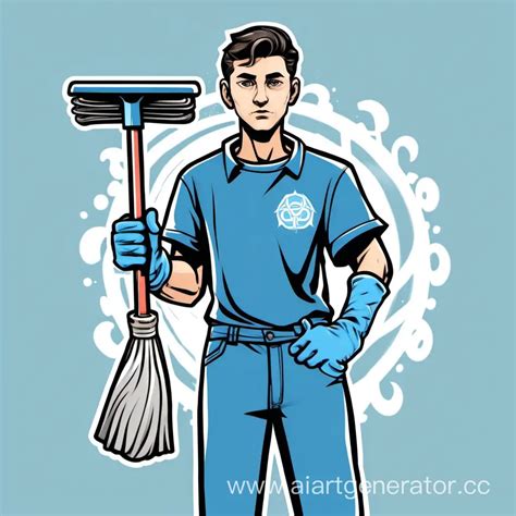 SCP Foundation Janitor Cleaning With Mop AI Art Generator