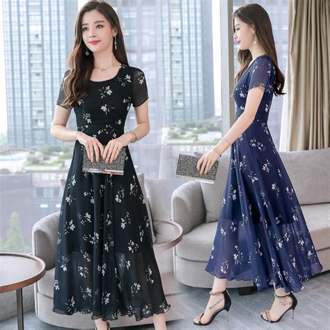 Flowing Dresses Woman Party Night Summer Plus Size Long Maxi Chiffon