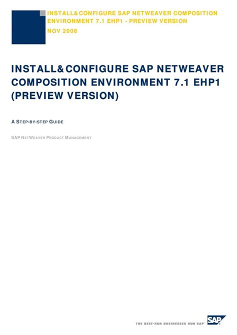 PDF Install 26 Configure SAP NetWeaver Composition Environment 7 1 Ehp1 Preview Version